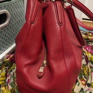 Coach | Bags | Coach Madison Phoebe Red Pebbled Leather Handbag | Poshmark
